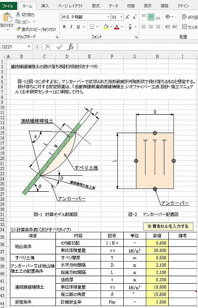 連続繊維補強土工の安定計算